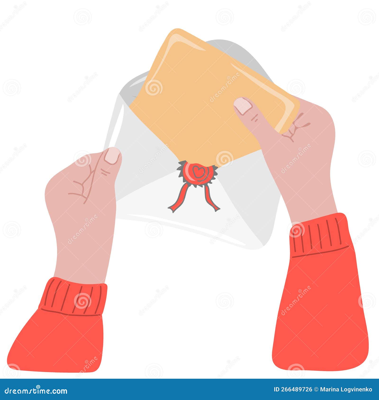 Human Hand Holding Open Envelope and Postcard Stock Vector ...