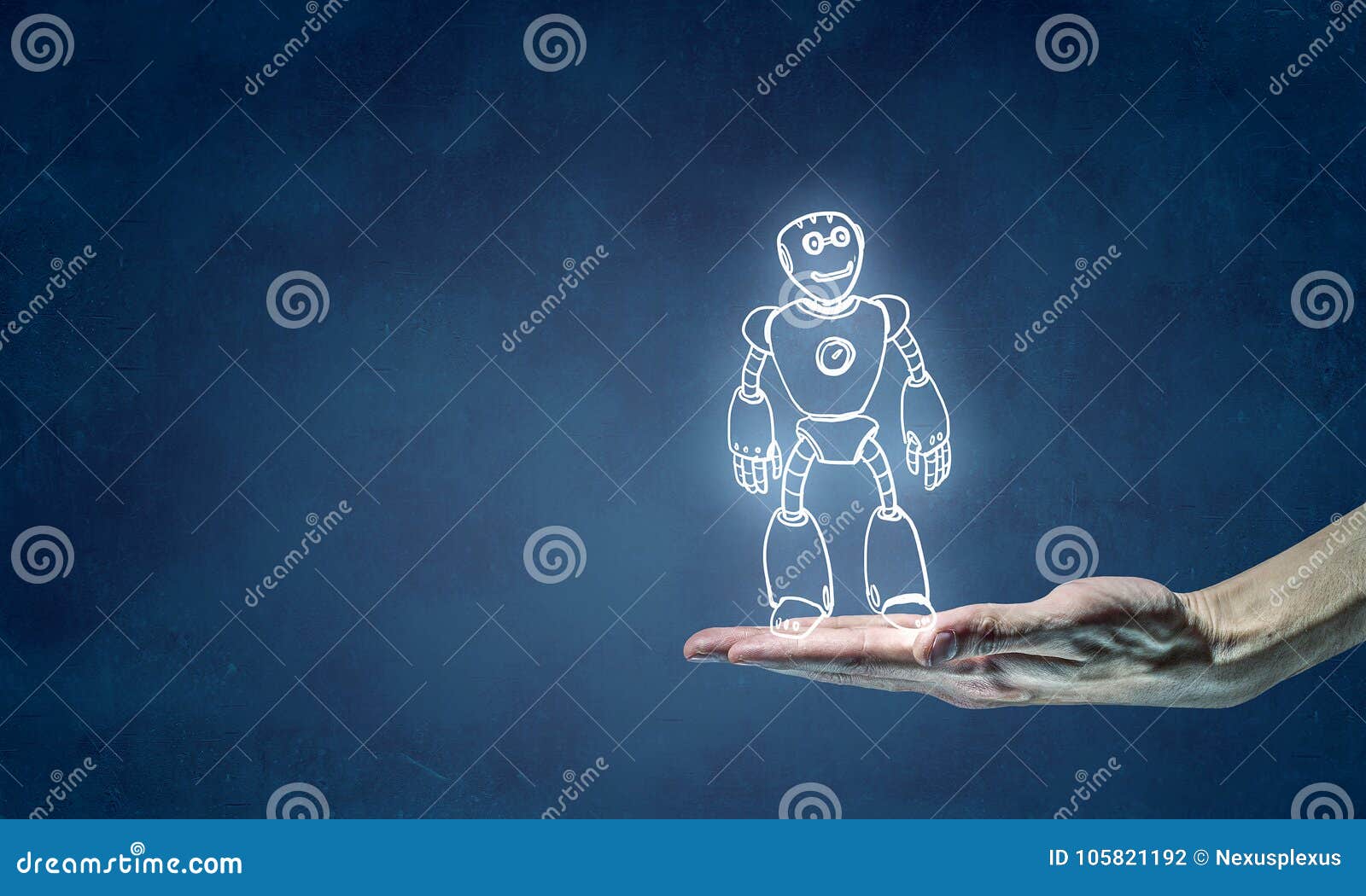 Funny sketched robot stock photo. Image of character - 105821192