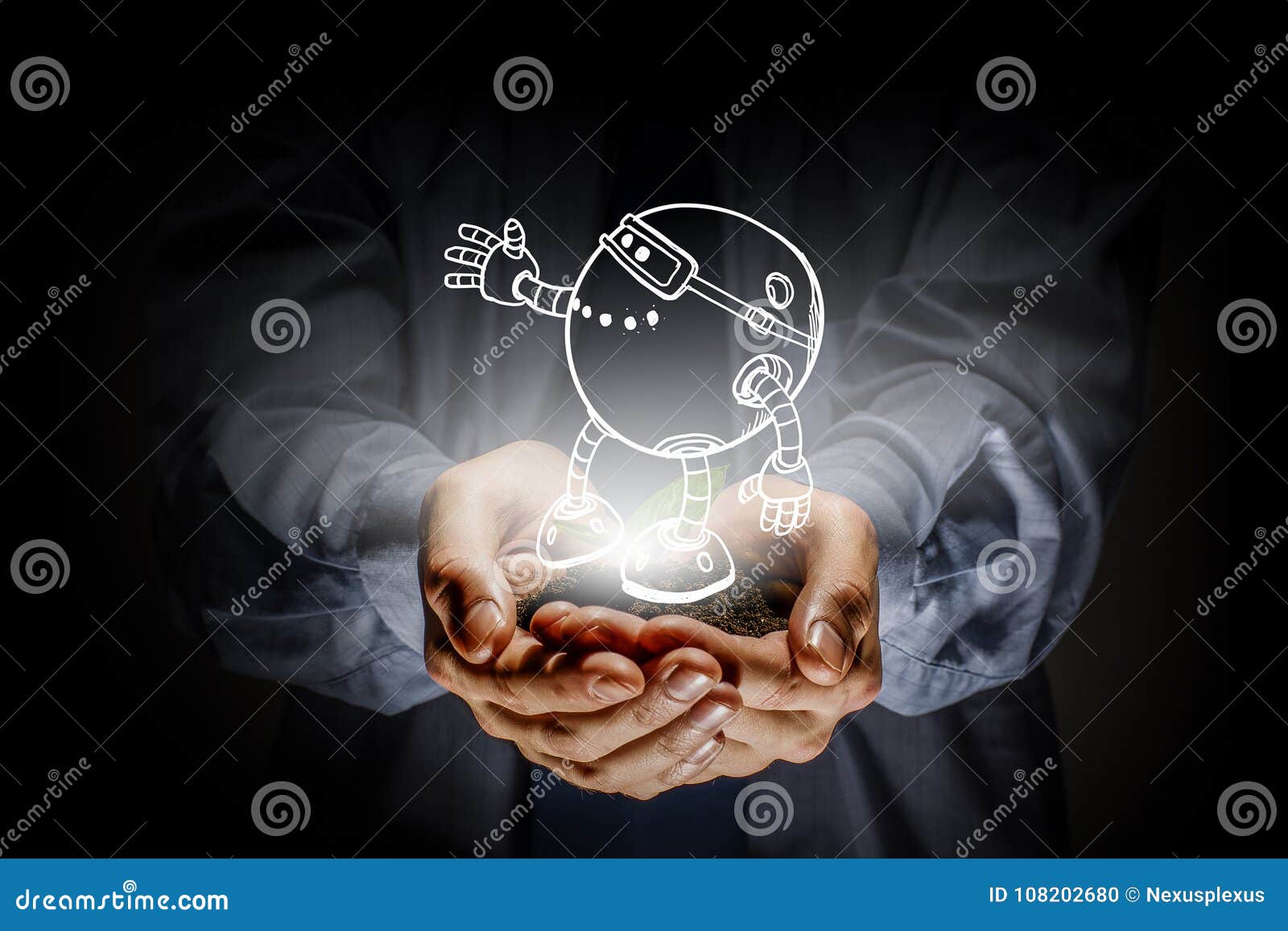 Funny sketched robot stock photo. Image of cartoon, naive - 108202680