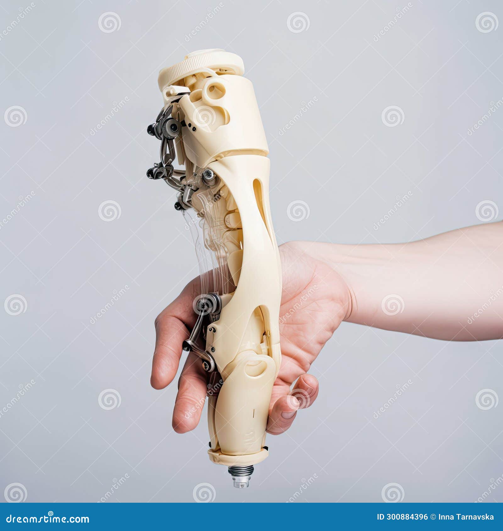 Human Hand Holding Part of Robotic Mechanical Bone Prosthesis Prototype ...