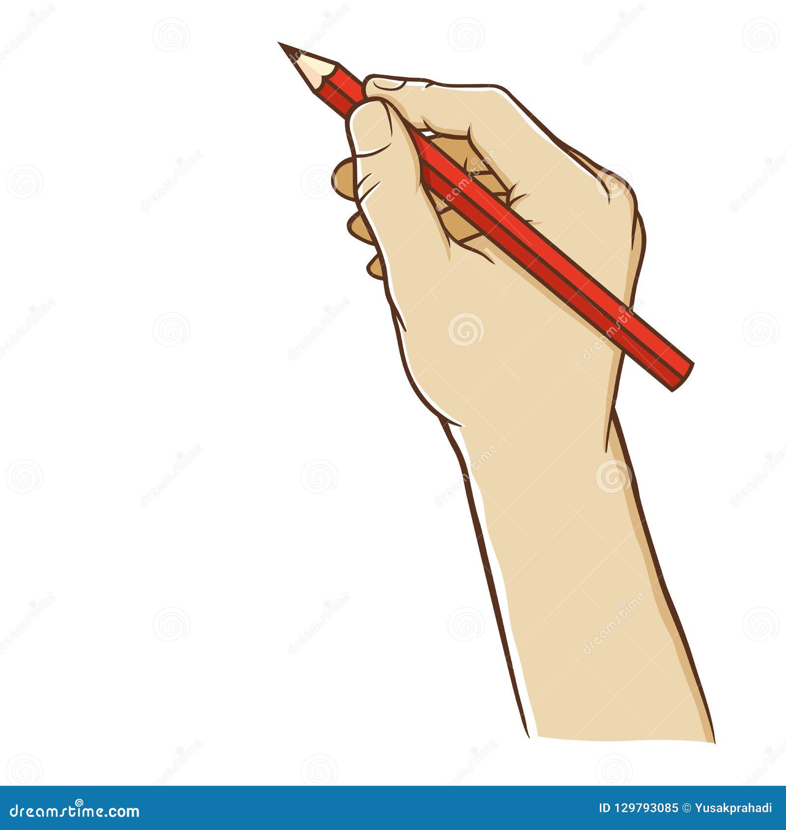 Human Hand Holding Pencil Vertically Stock Vector - Illustration of ...