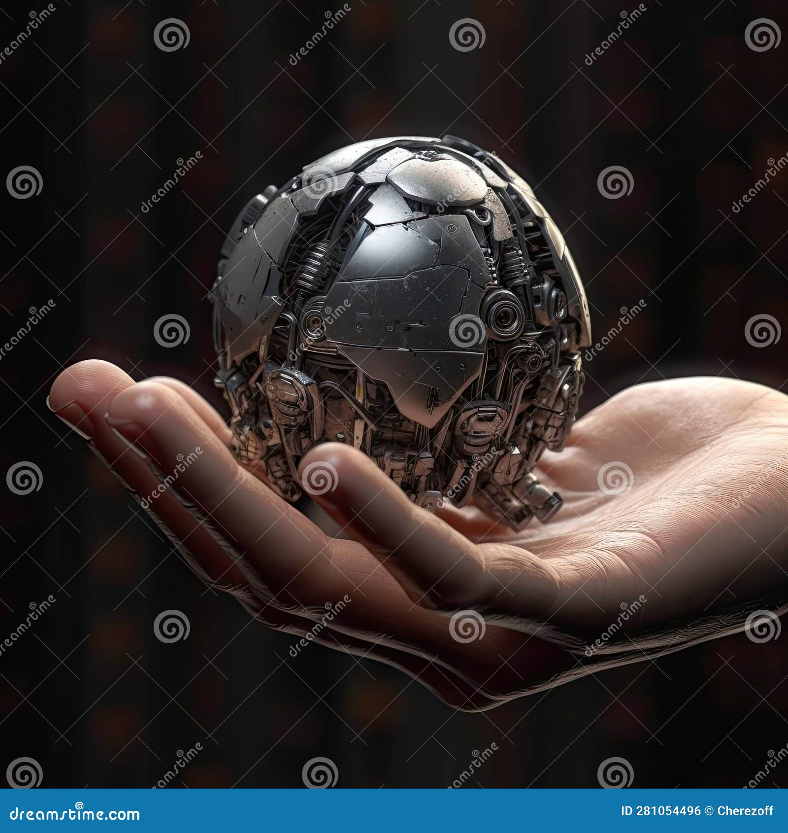 A Human Hand Holding a Small Robot Stock Photo - Image of metal, hold ...