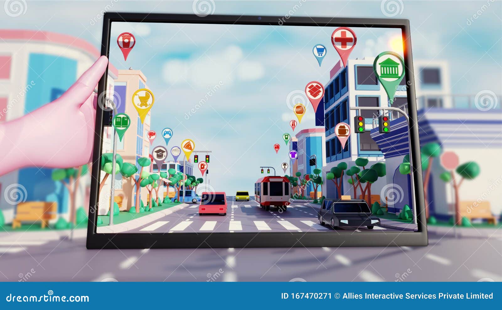 Human Hand Holding Tablet Using AR Application. Stock Illustration ...