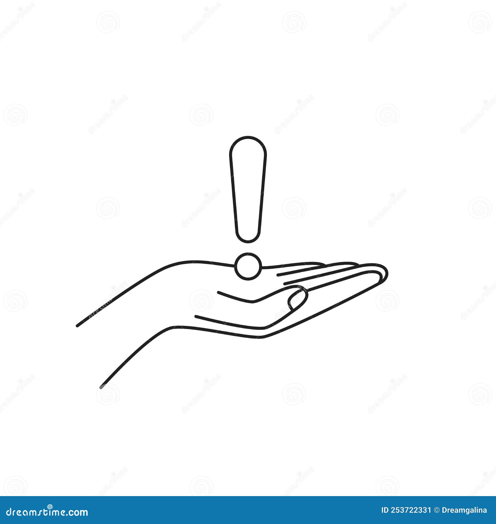 Human Hand Holding Thin Line Exclamation Mark Stock Vector ...