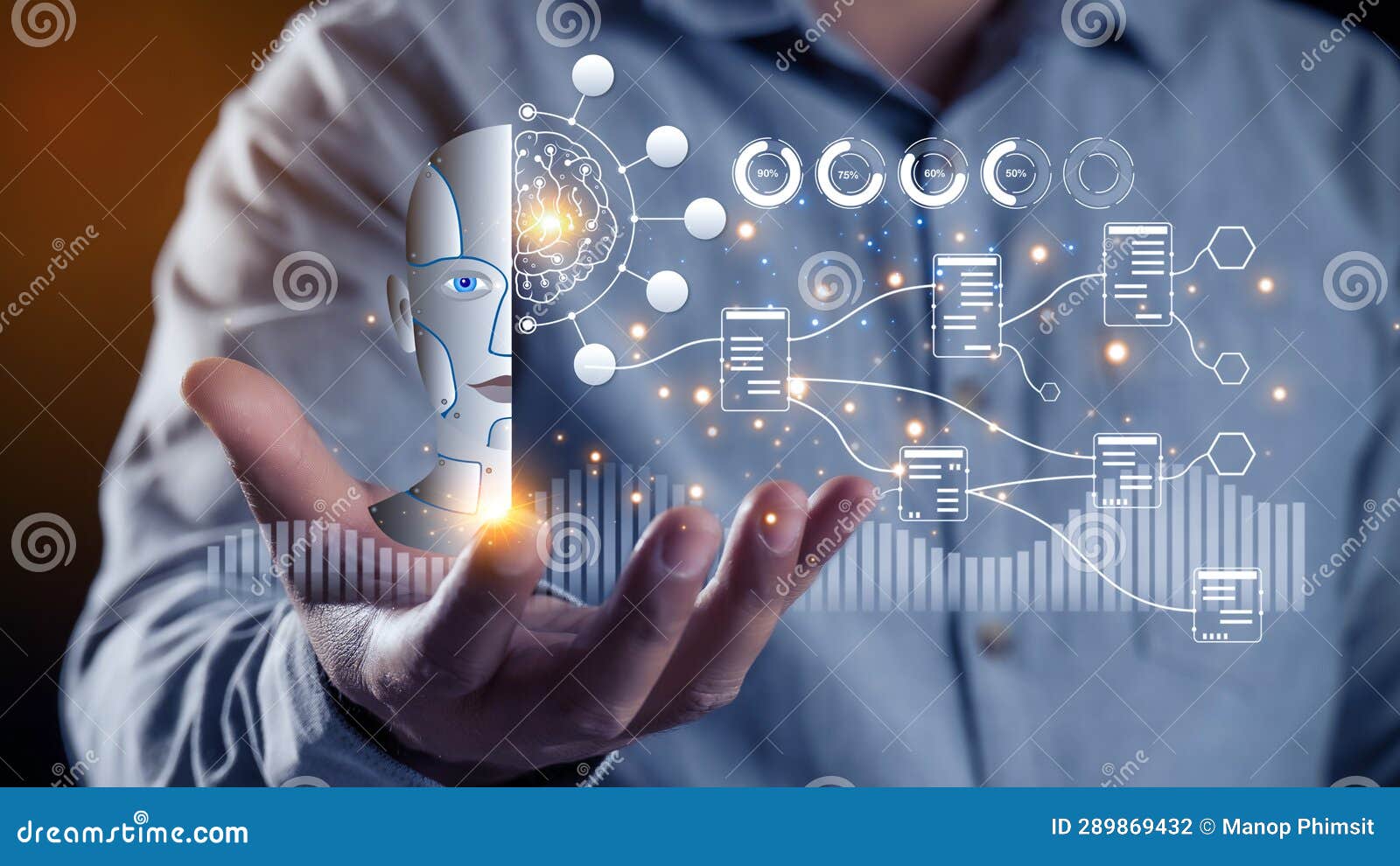 Hand Holding Virtual Global Internet Connection Metaverse.Digital Link ...