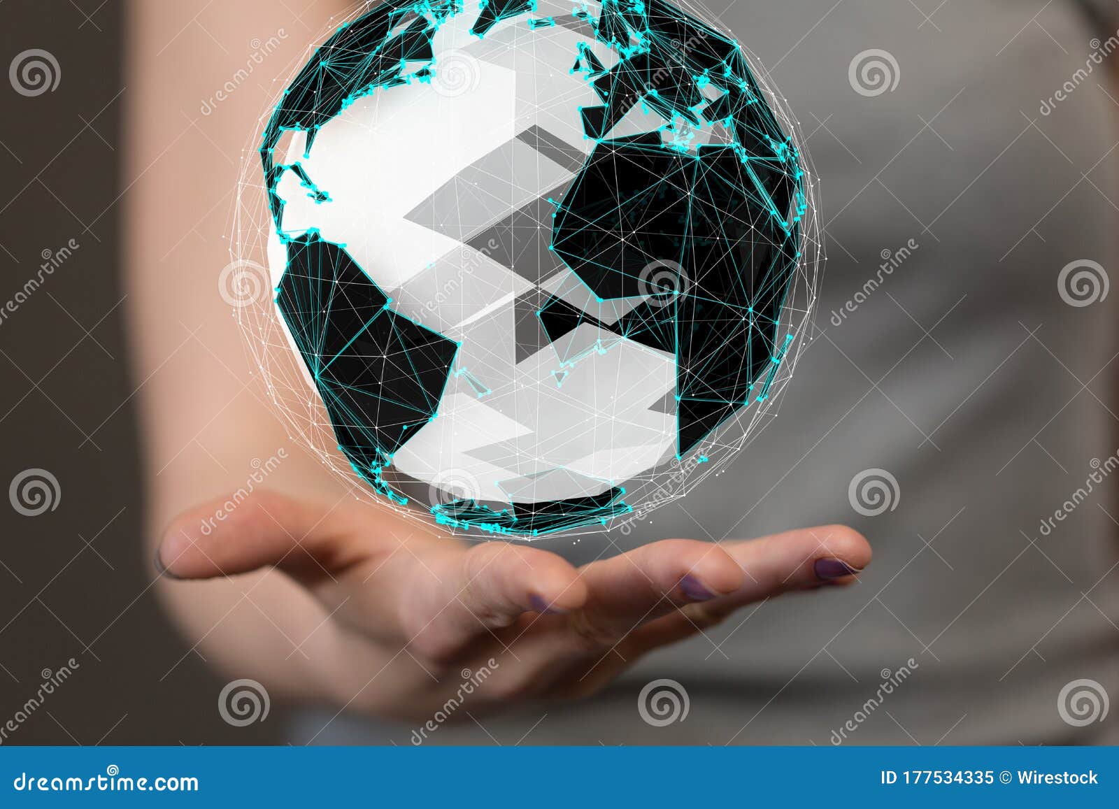 A Human Hand Holding the World in Hands Stock Image - Image of network ...