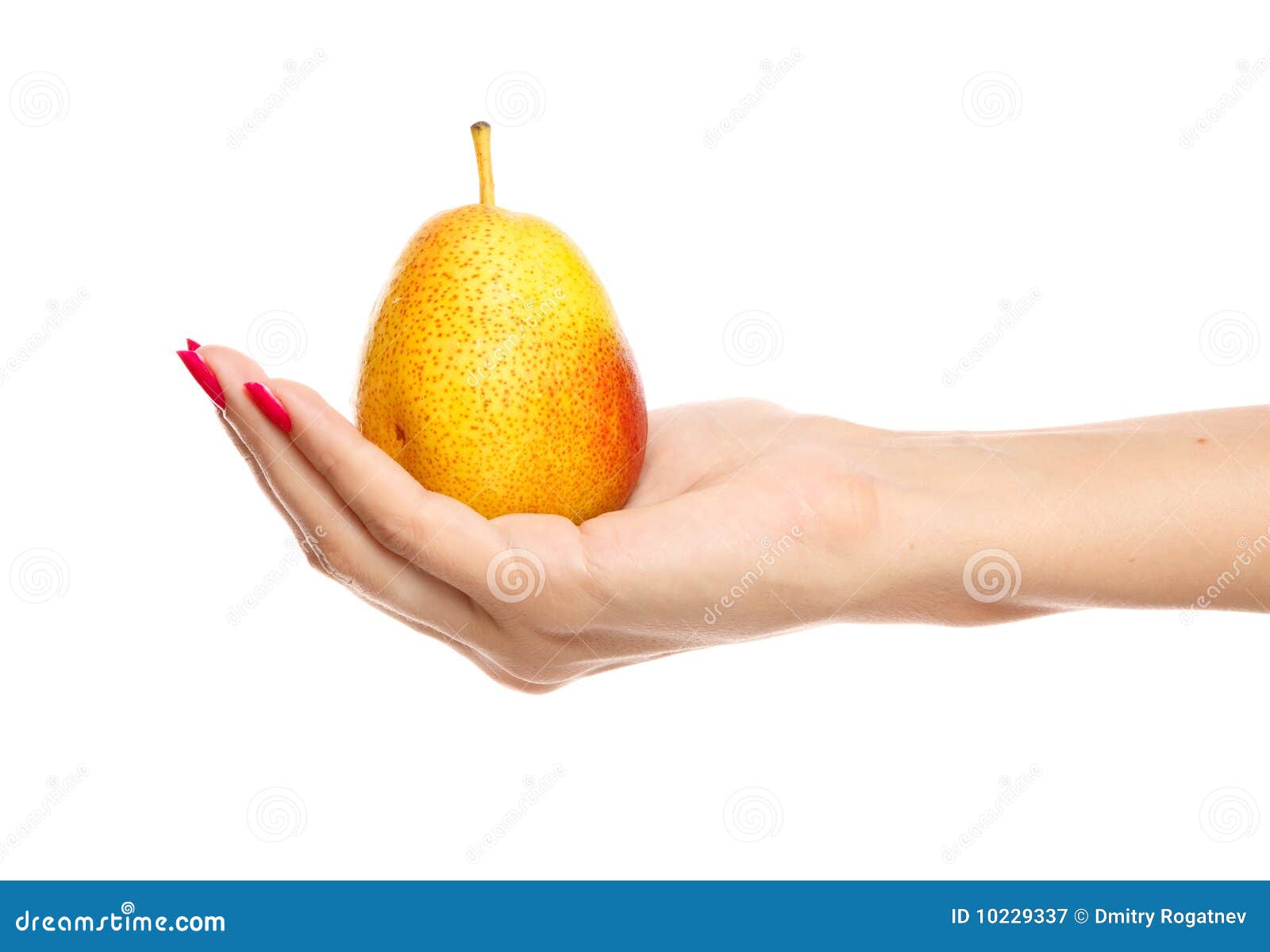 Human Hand Holding Yellow Pear Stock Image - Image of produce, female ...