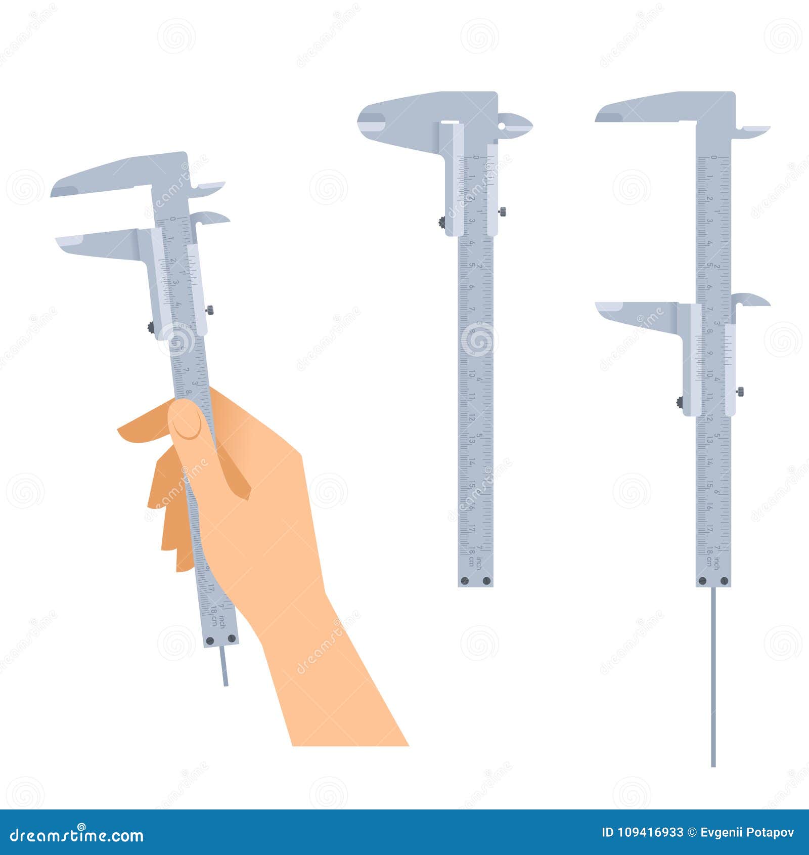 Human Hand Holds Caliper. Accuracy Measurement Tool Set. Stock Vector ...