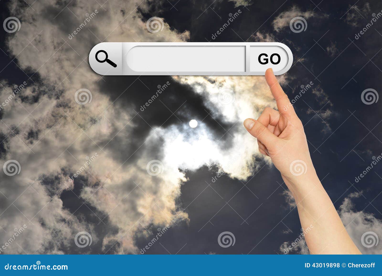 Human Hand Indicates the Search Bar in Browser Stock Photo - Image of ...