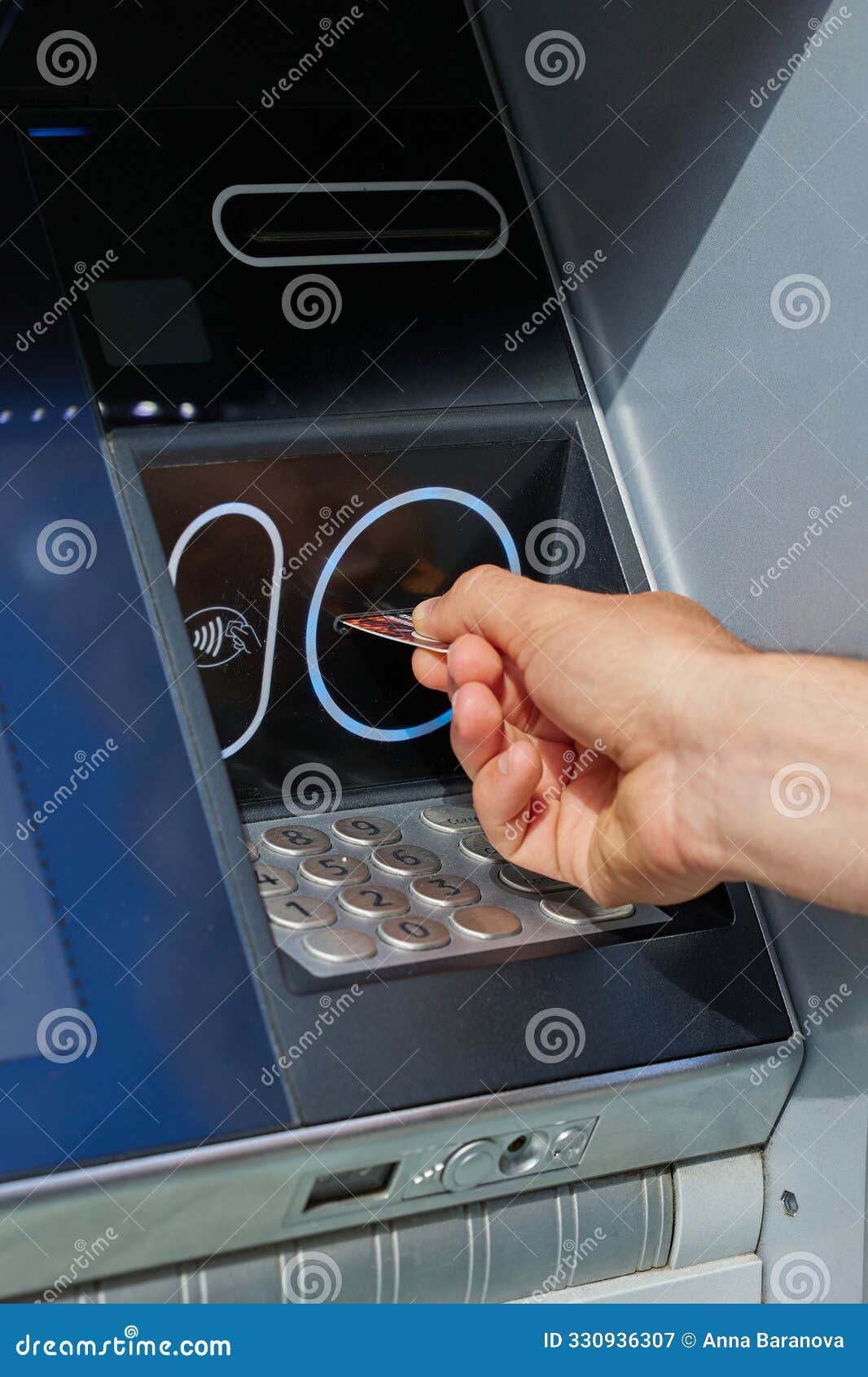 Human Hand Inserts a Plastic Card into an ATM Editorial Photography ...