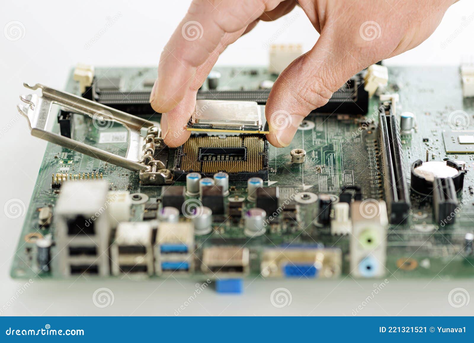 The Human Hand is Installing the Processor Stock Image - Image of ...