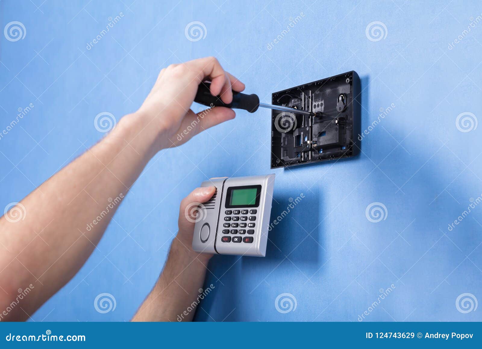 Human Hand Installing Security System Stock Image - Image of access ...