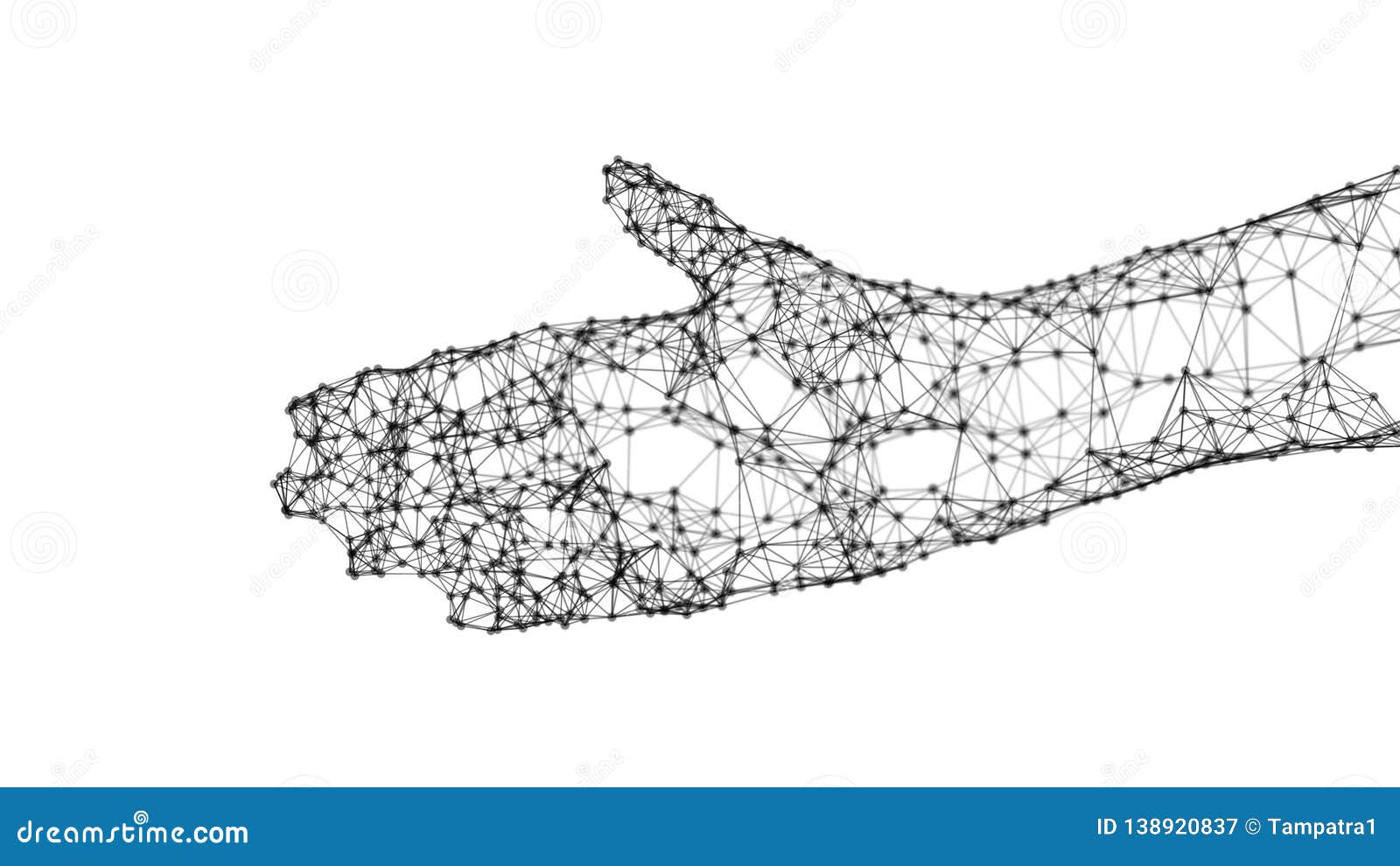 Human Hand Isolated on White Background with Network Connection Lines ...