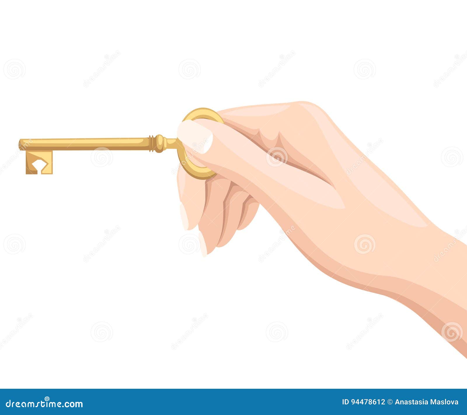 Human Hand with Key Creative Illustration in Flat Style for ...