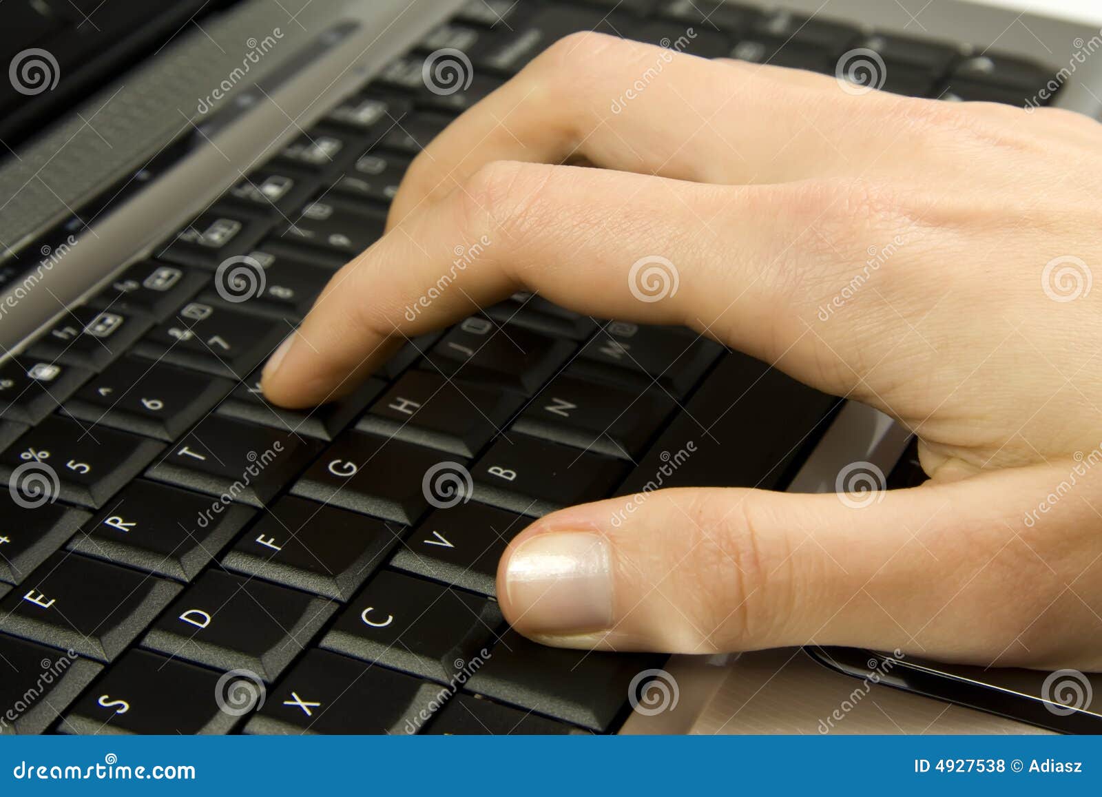 Human Hand on Laptop Keyboard Stock Photo - Image of white, hand: 4927538