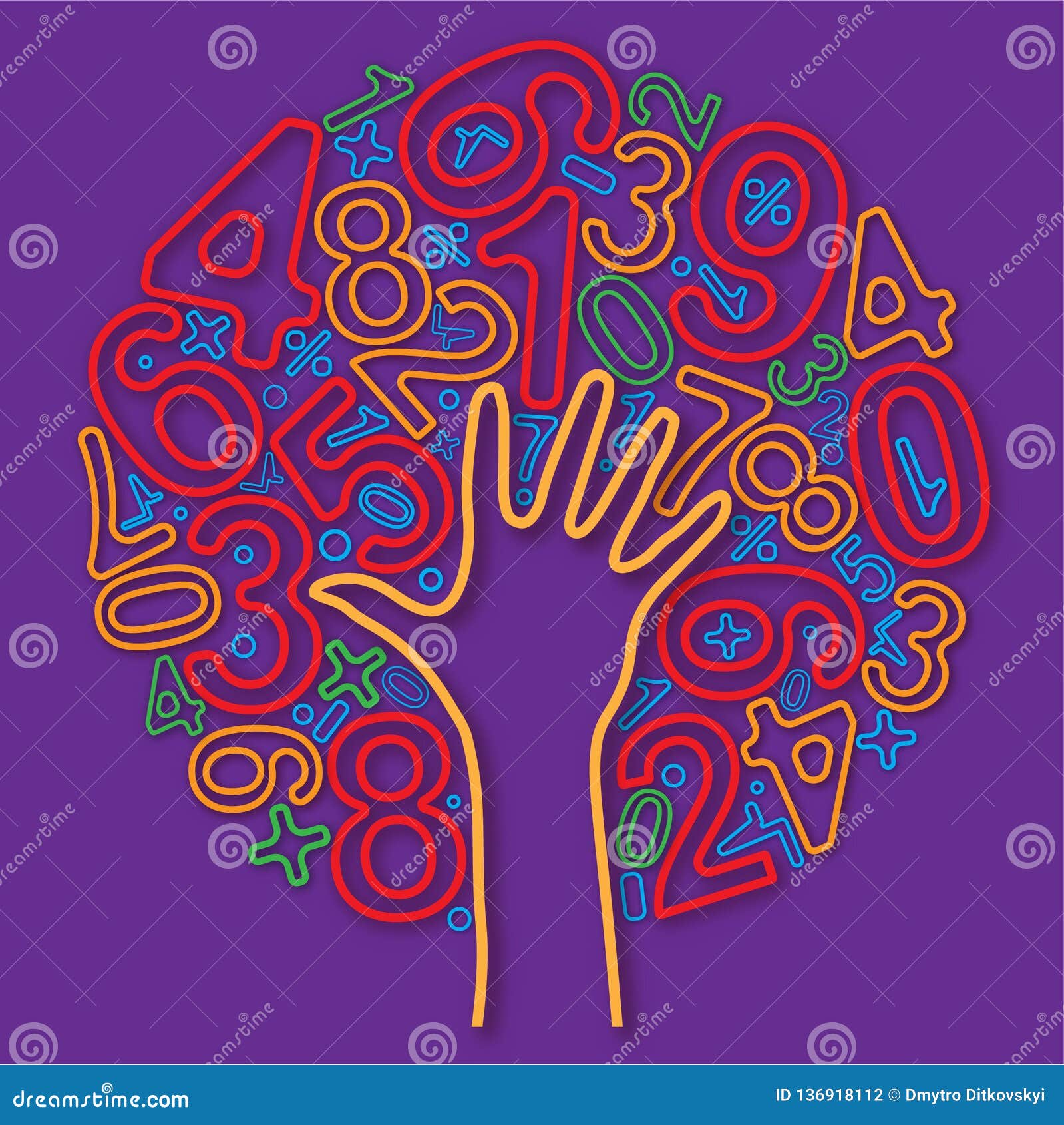 Human Hand Like a Tree of Numbers and Symbols Stock Vector ...