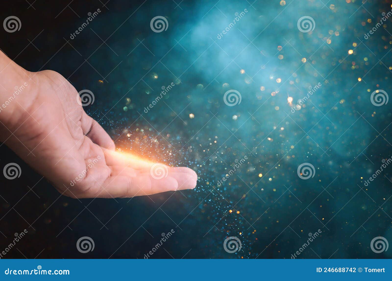 Human Hand and Magical Glowing Light Stock Photo - Image of bright ...