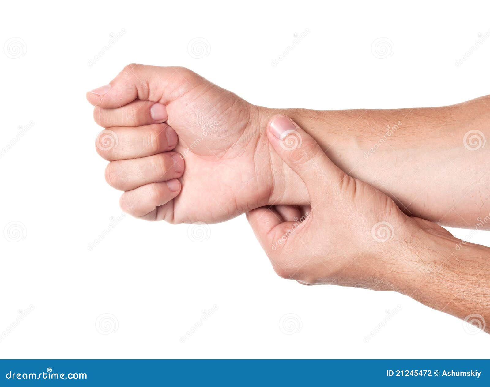 Human Hand Measuring Arm Pulse Stock Photo - Image of female ...