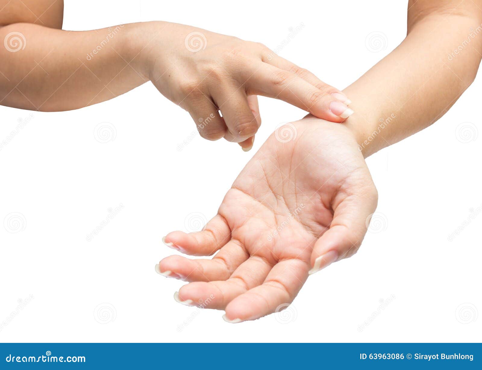 Human Hand Measuring Arm Pulse Isolated Stock Photo - Image of health ...