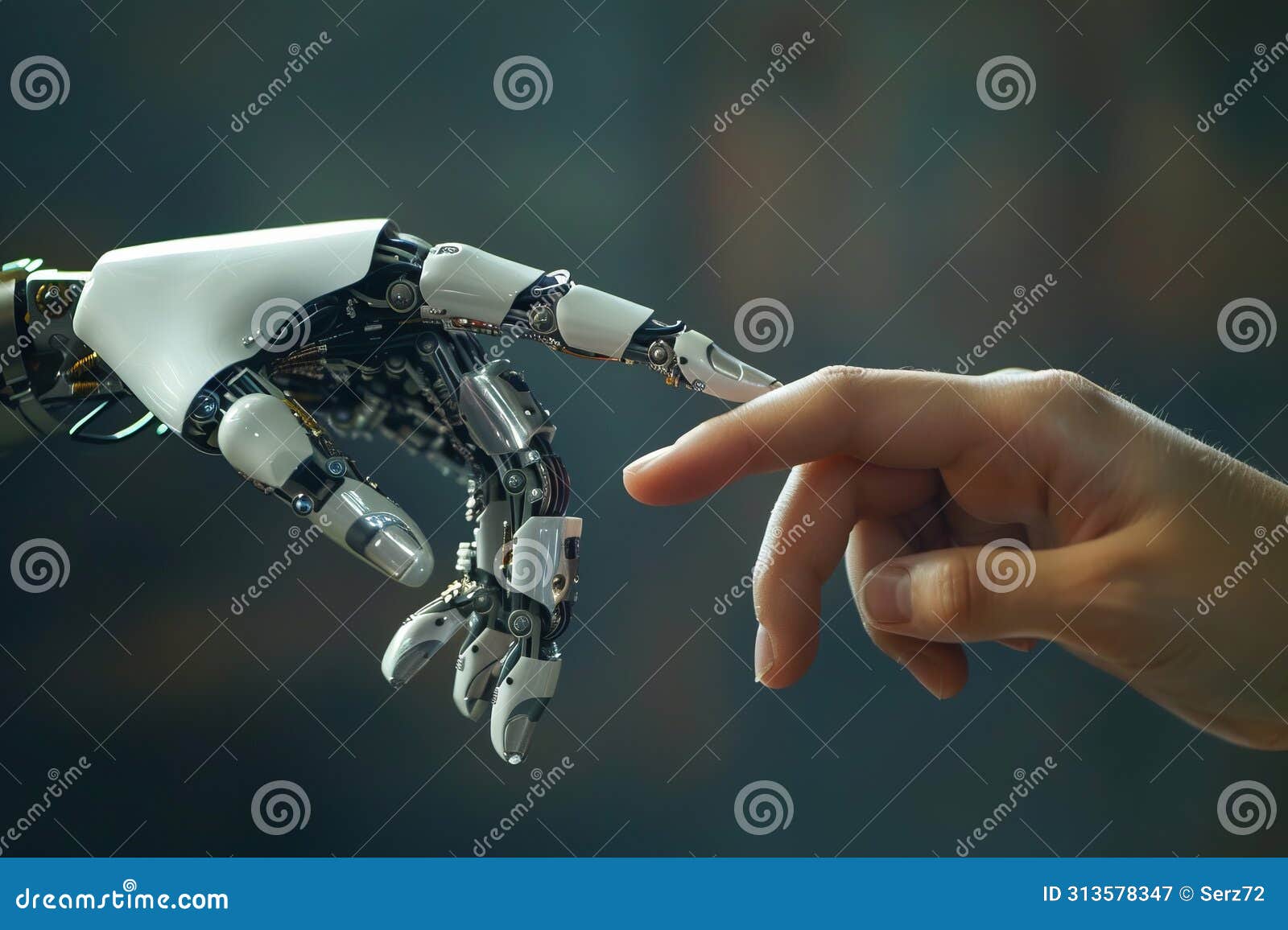 Human Hand Meets Cyberman Android Hand, Comparison of Artificial ...