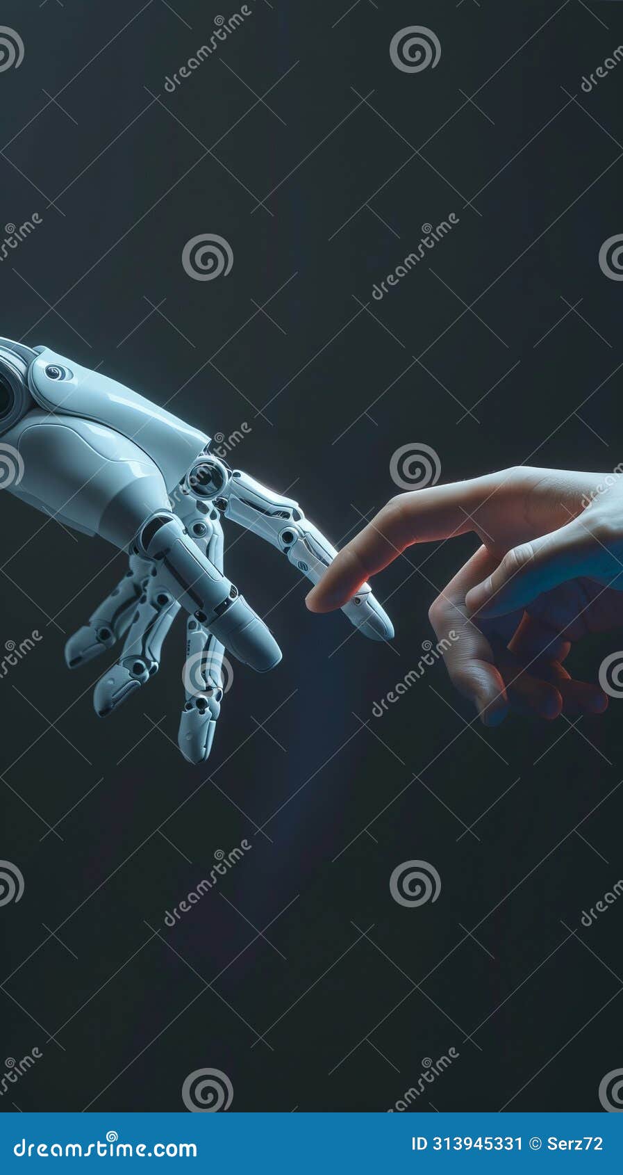 Human Hand Meets Cyberman Android Hand, Comparison of Artificial ...