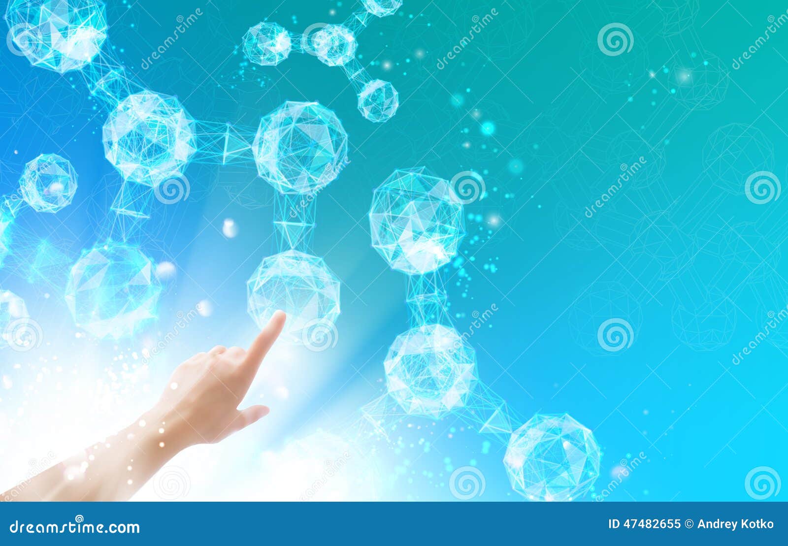 Human hand and molecules. stock vector. Illustration of globe - 47482655