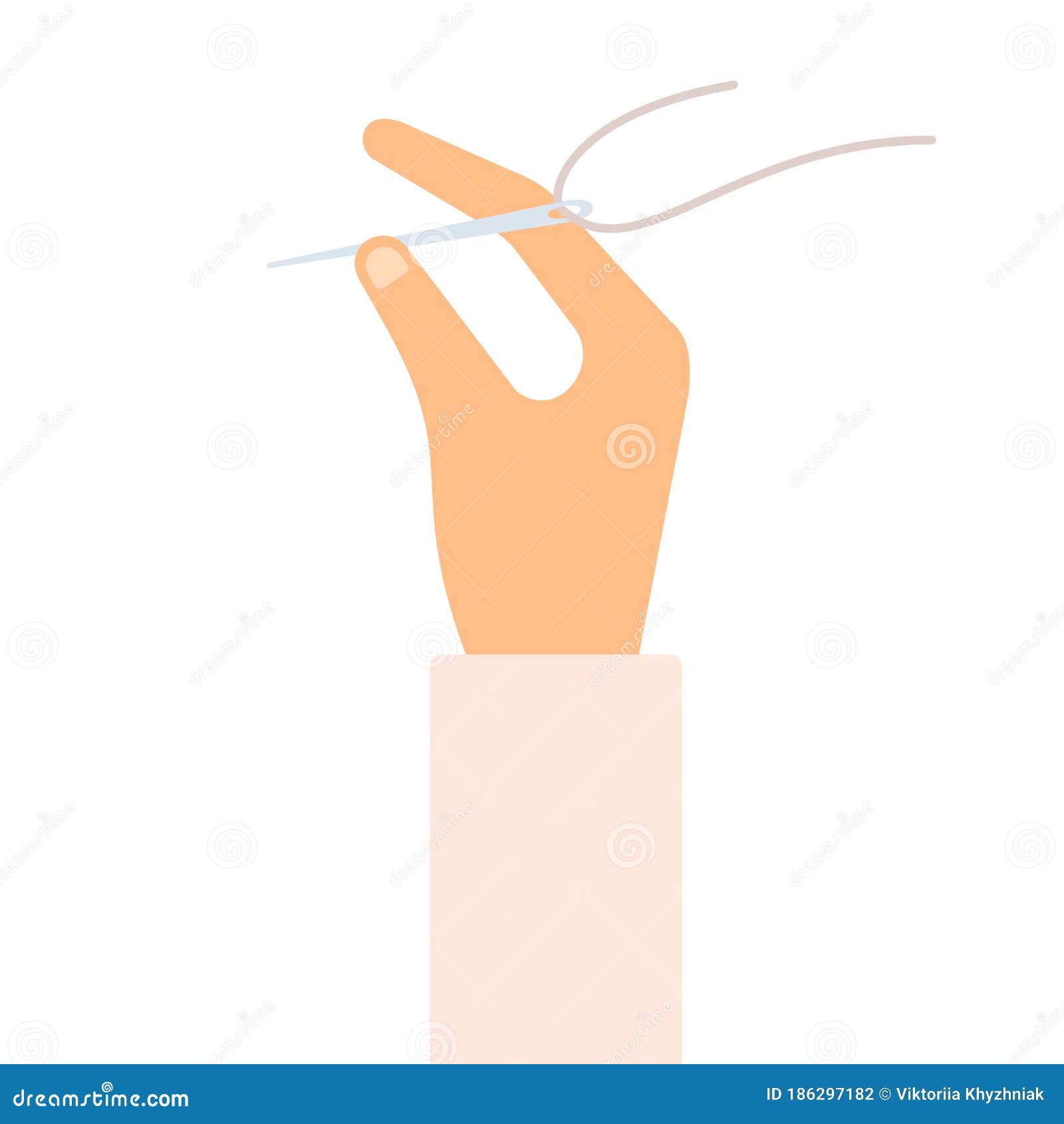 Human Hand with Needle and Thread Flat Isolated Stock Vector ...