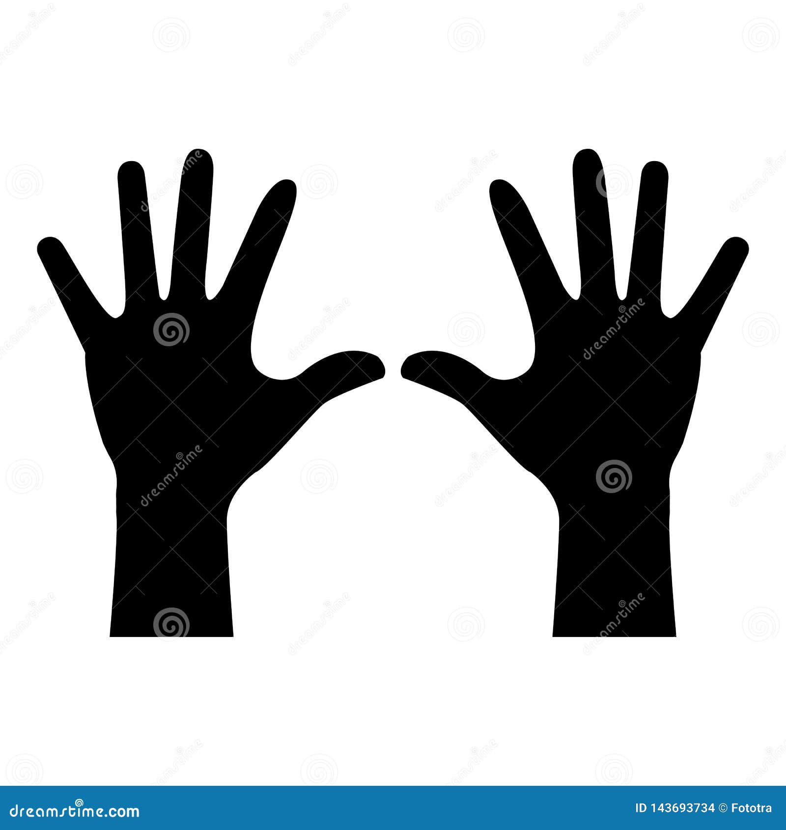 Human Hand Open Palm Raised Stock Illustration - Illustration of icon ...