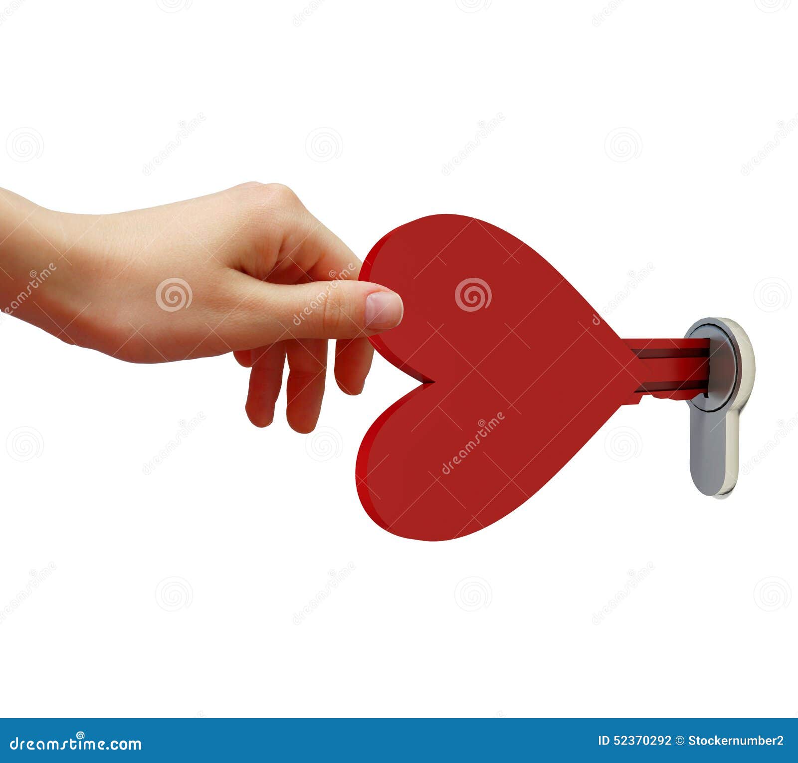 Human Hand Opens the Lock Key in the Form of Heart Stock Illustration ...