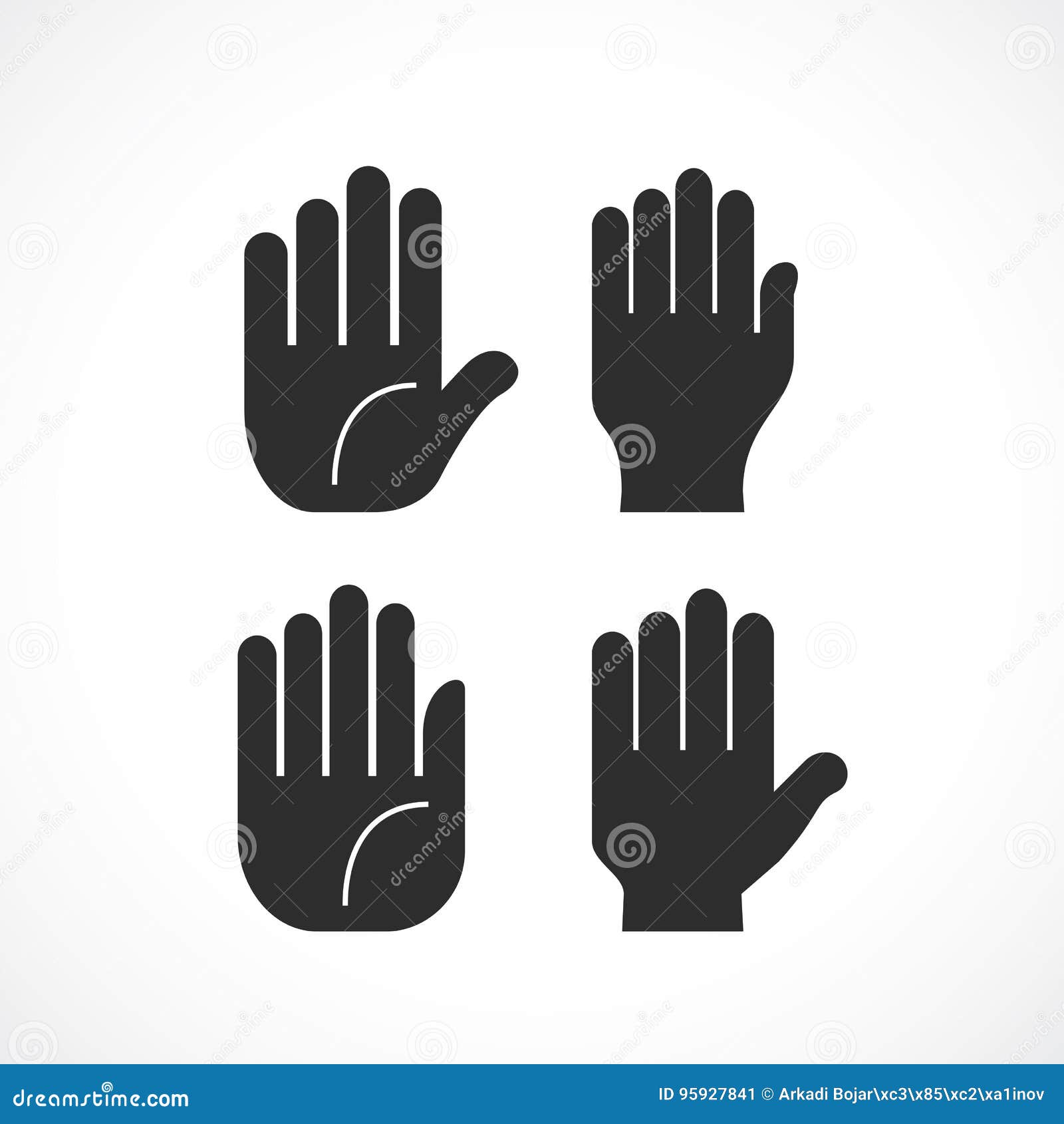 Human hand palm icon stock vector. Illustration of hands - 95927841