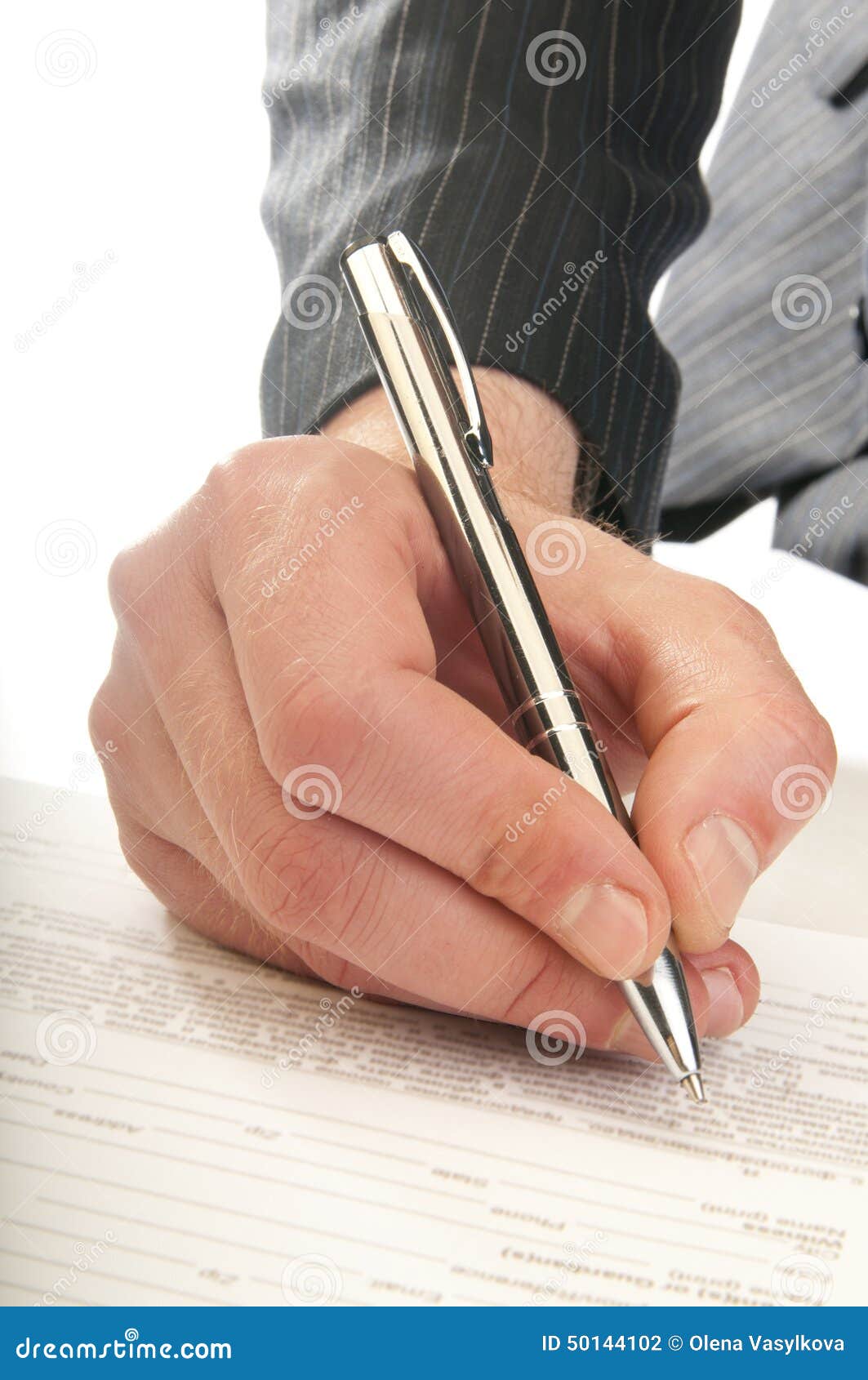 Human Hand with Pen Makes Signature Stock Photo - Image of work, people ...