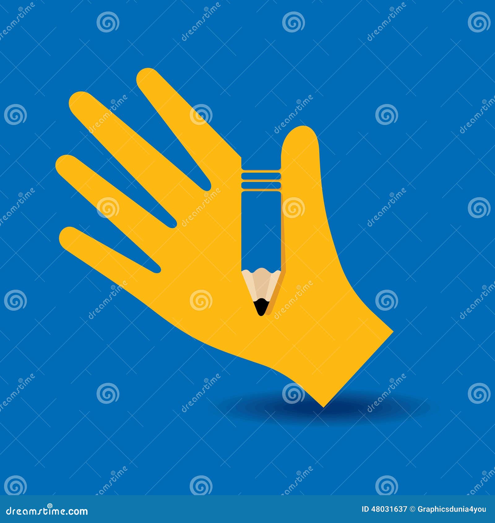 Human Hand with Pencil Symbol Concept Stock Vector - Illustration of ...
