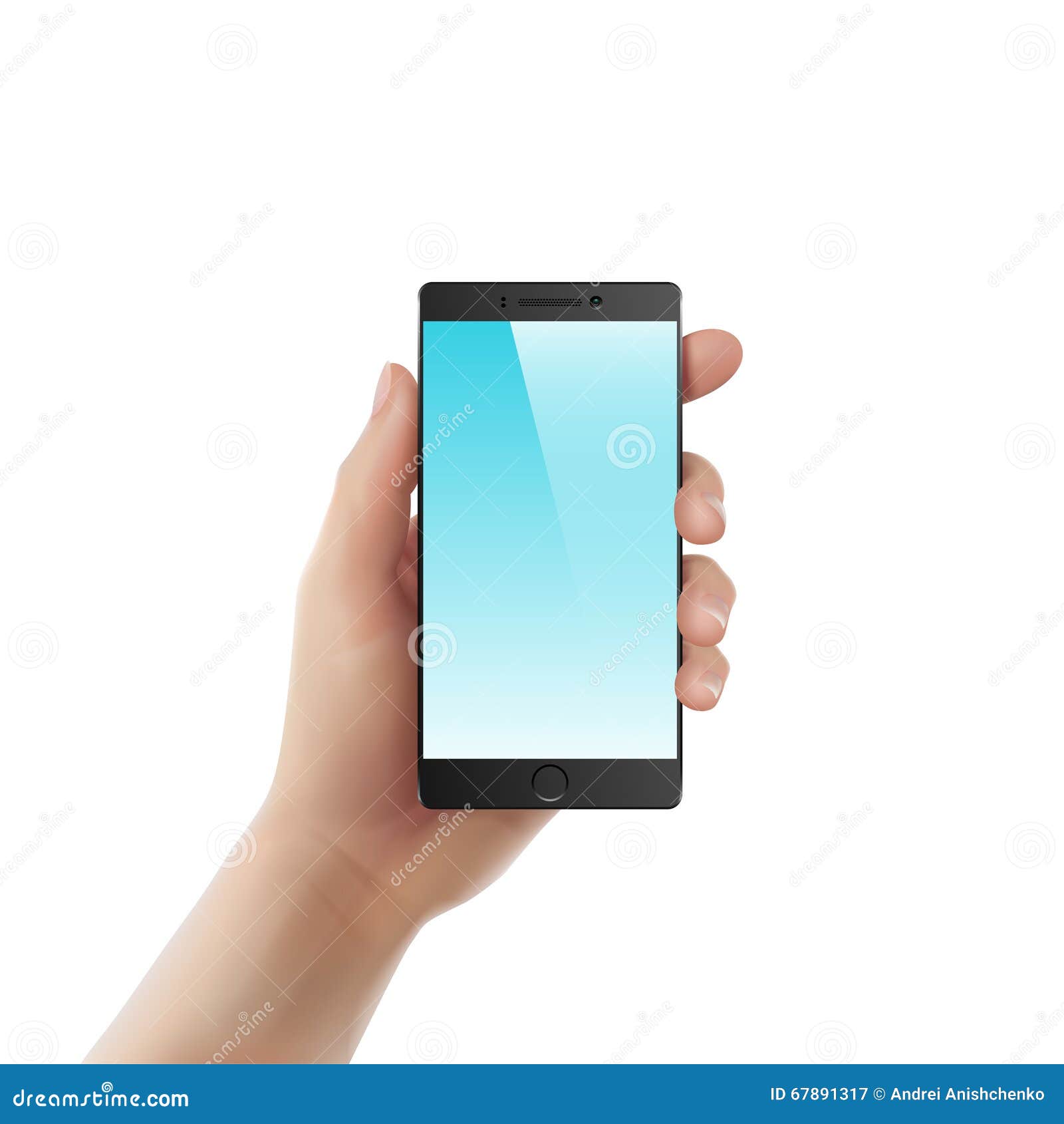 Human Hand with Phone on White Background Stock Vector - Illustration ...