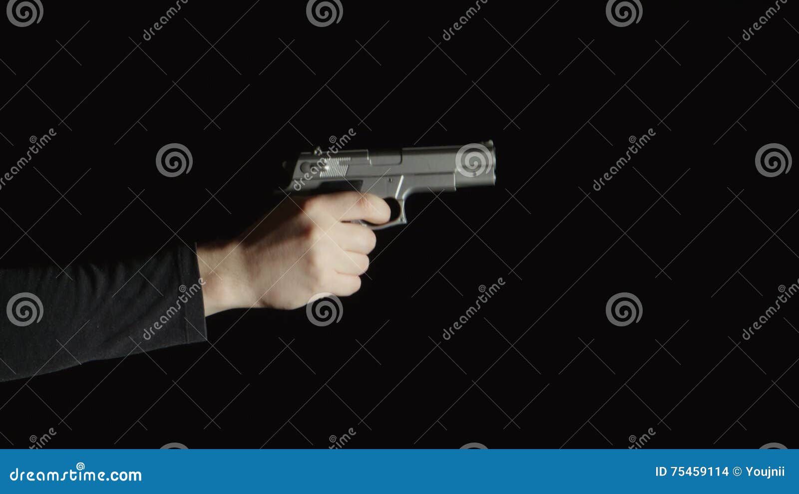 Human Hand with a Pistol Show Up in a Frame Stock Footage - Video of ...