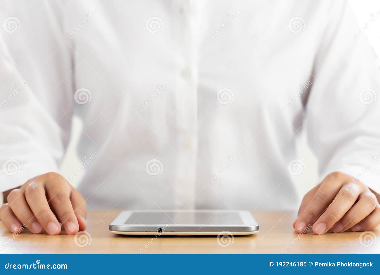 Human Hand Placed beside the Laptop on the Table Stock Image - Image of ...