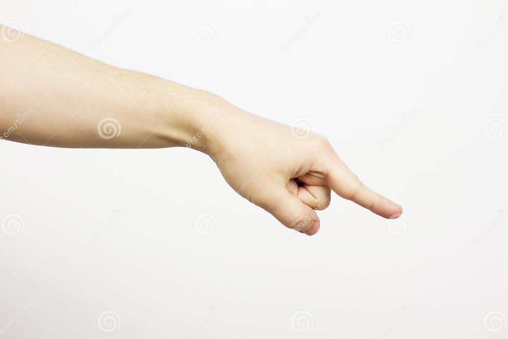 Human Hand Pointing Down on White Stock Photo - Image of female, people ...