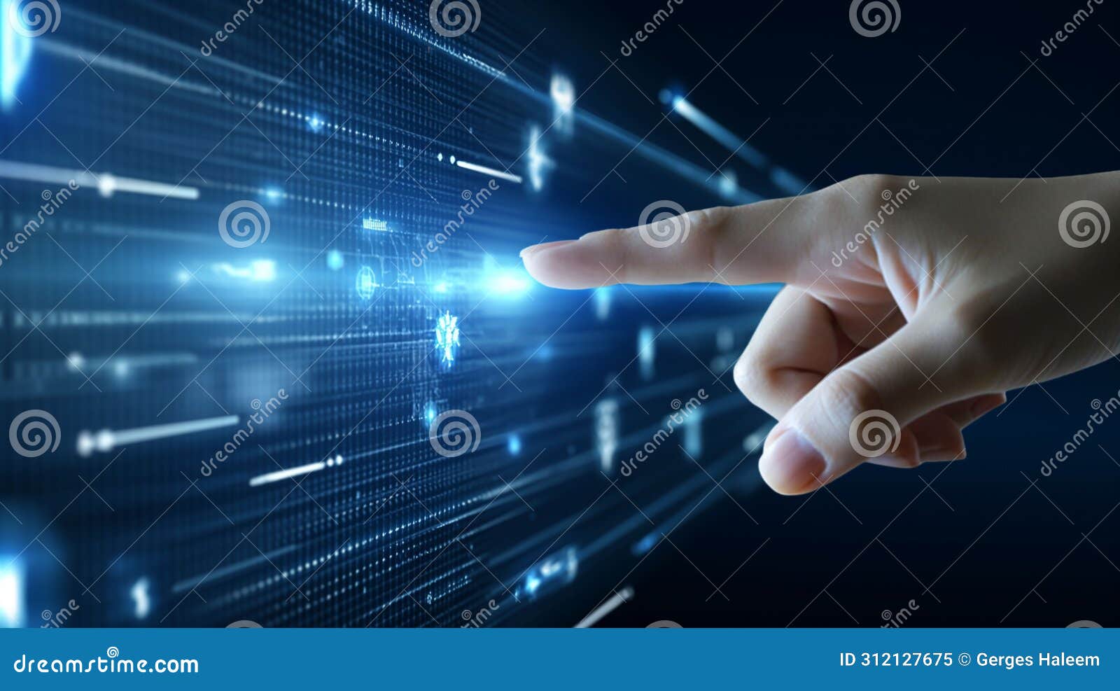 Hand Pointing at Screen stock illustration. Illustration of usage ...