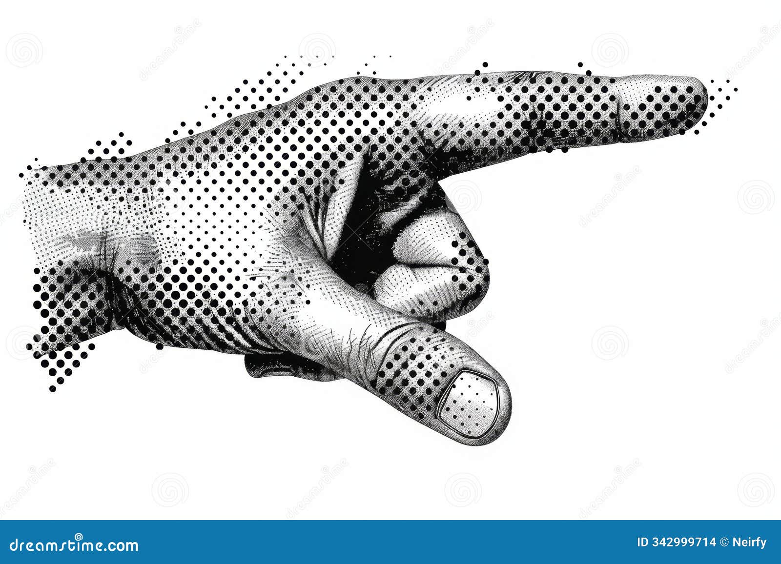 Human Hand Pointing Forward in Halftone Texture, Dotted Pop Art Style ...
