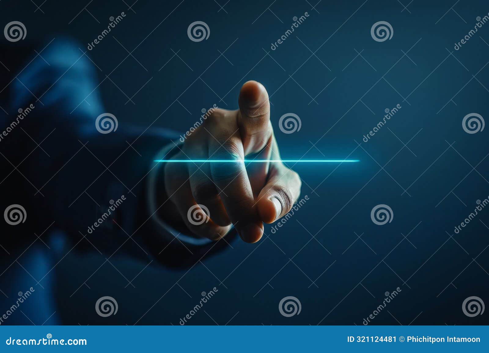 Human Hand Pointing at Something . Glowing Light Effect, Illuminated ...