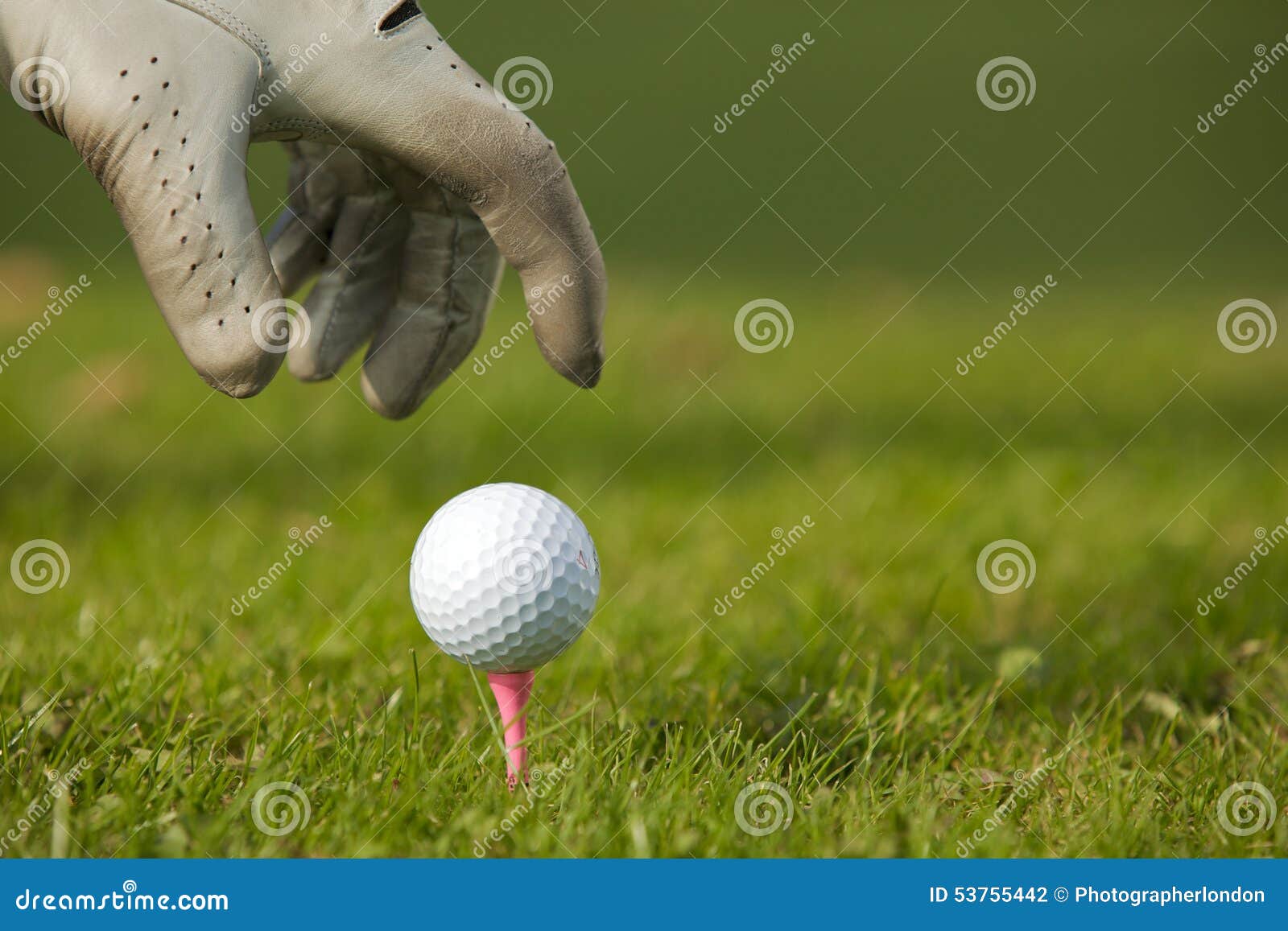 Human Hand Positioning Golf Ball on Tee, Close-up Stock Photo - Image ...