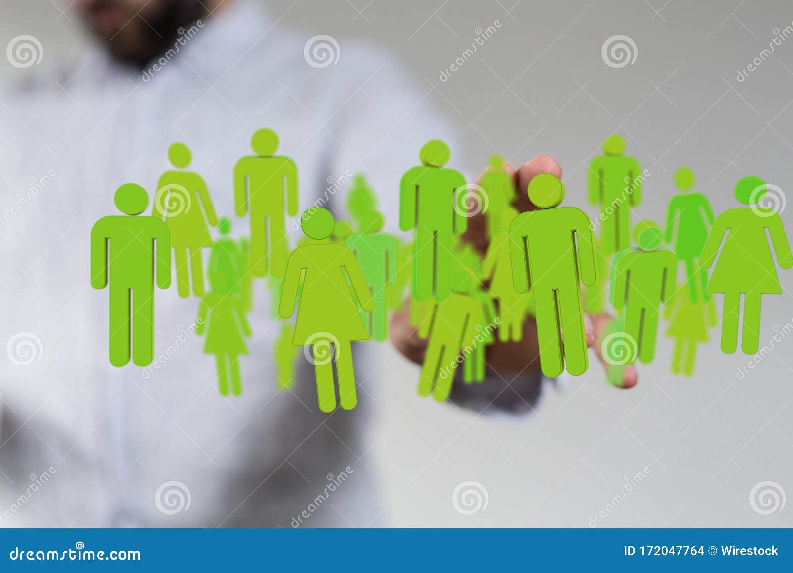 Human Hand Presenting the Digital Projection of People Network Stock ...