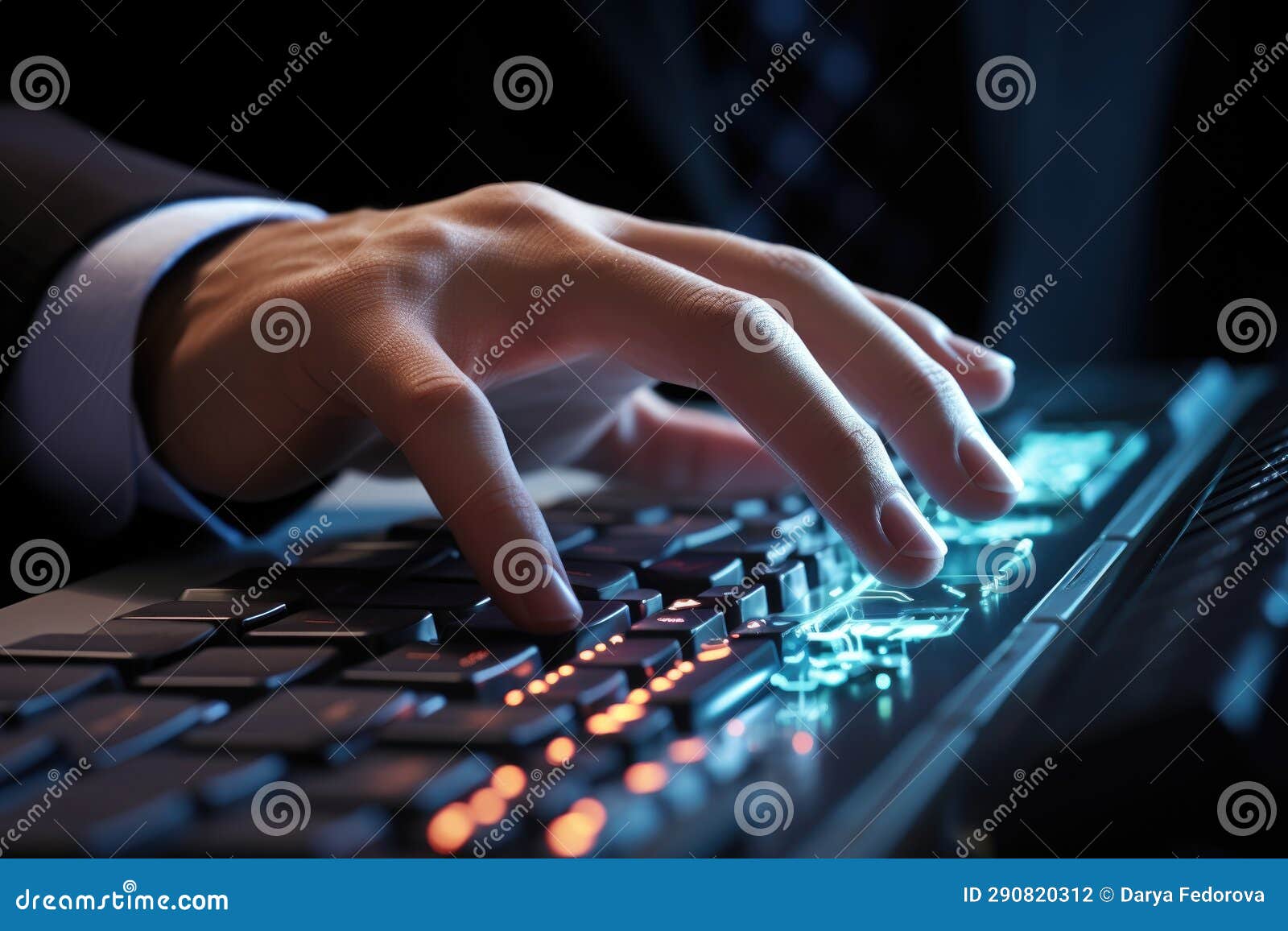 Human Hand Press the Button on Keyboard. Stock Illustration ...