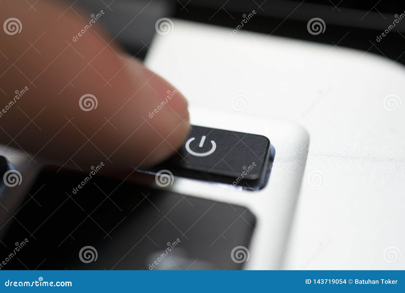 Human Hand Press Shutdown Button on Computer Stock Photo - Image of ...