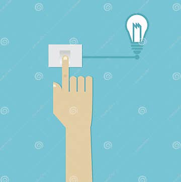 Human Hand Press Switch for Turn on Business Idea Stock Vector ...