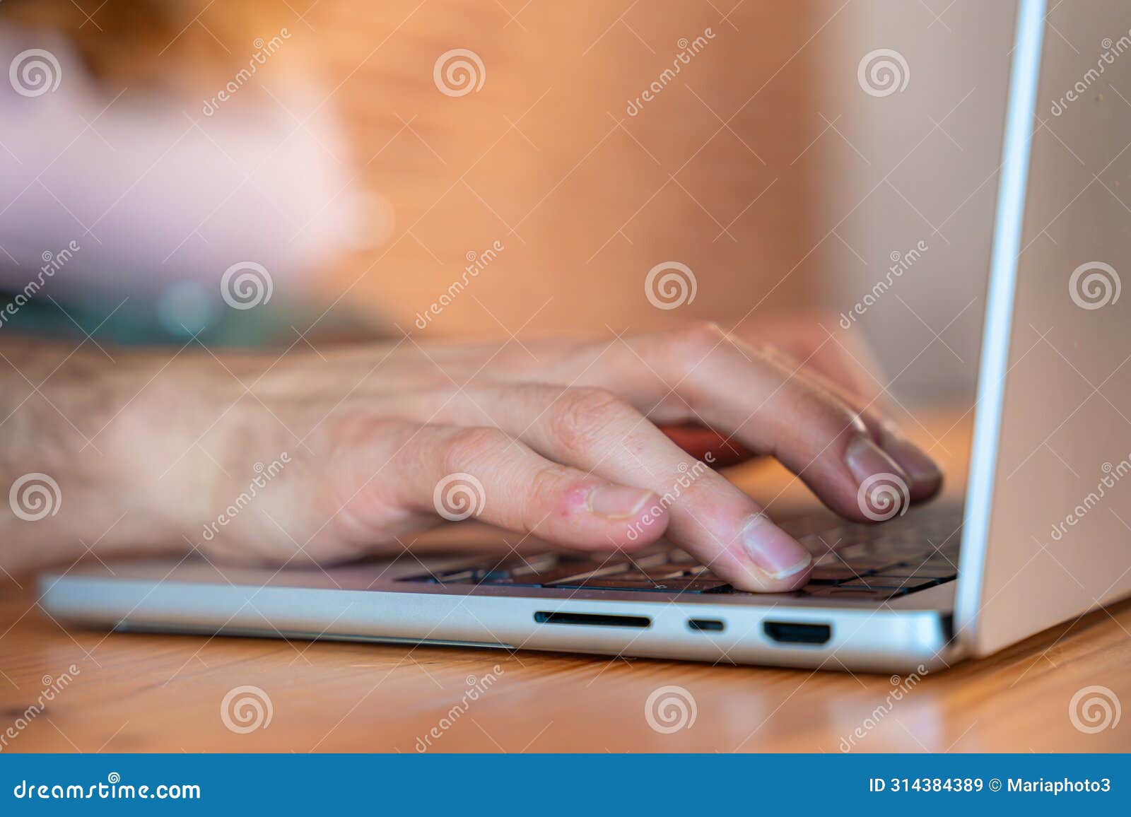 Human Hand Presses Power Button on Laptop Keyboard Stock Image - Image ...