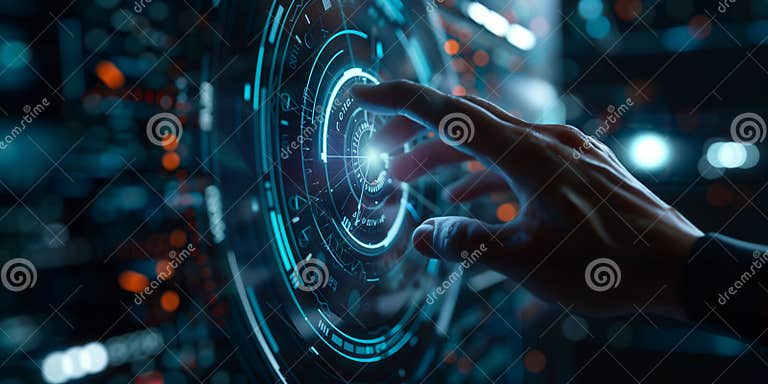 Human Hand Pressing on the Blue Button Stock Illustration ...