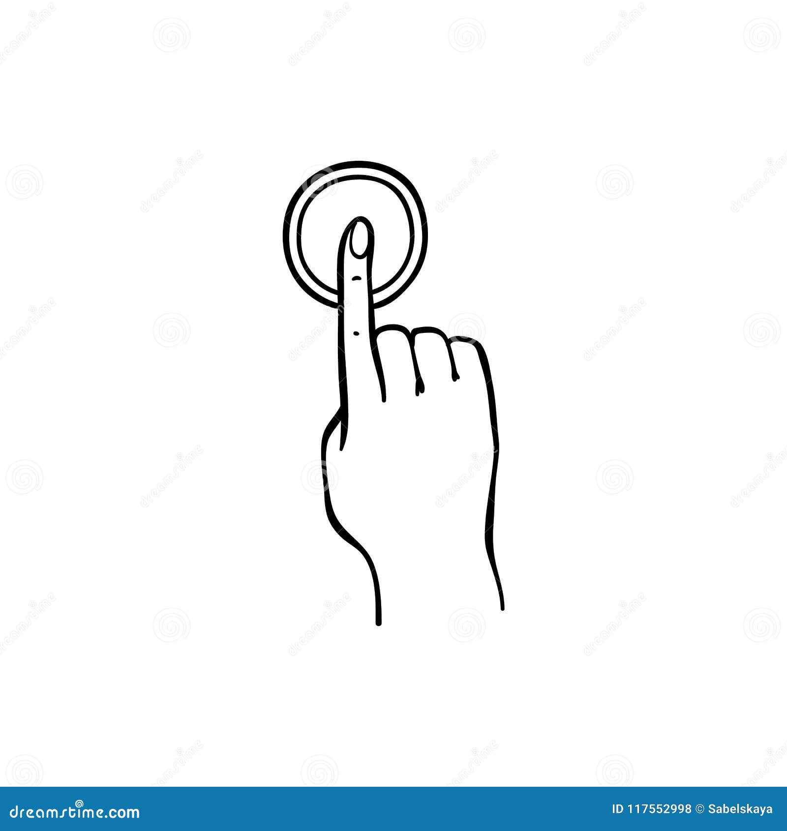 Human Hand Pressing Button with Index Finger in Sketch Style Isolated ... Human Hand Pressing Button with Index Finger in Sketch Style Isolated ...