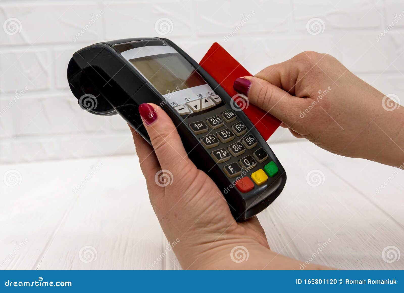 Human Hand Pressing Buttons on Banking Terminal Stock Photo - Image of ...