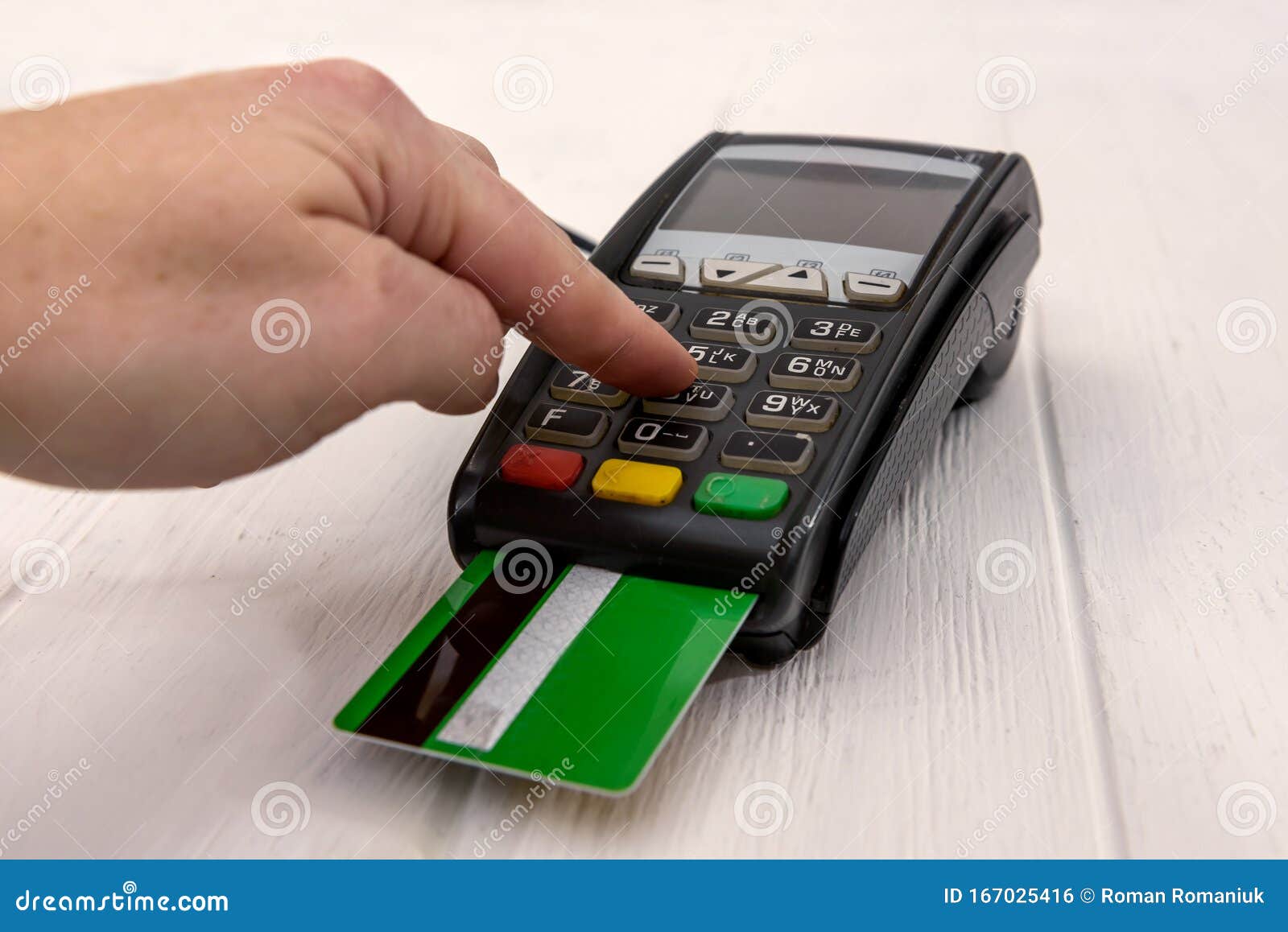 Human Hand Pressing Buttons on Banking Terminal Stock Photo - Image of ...