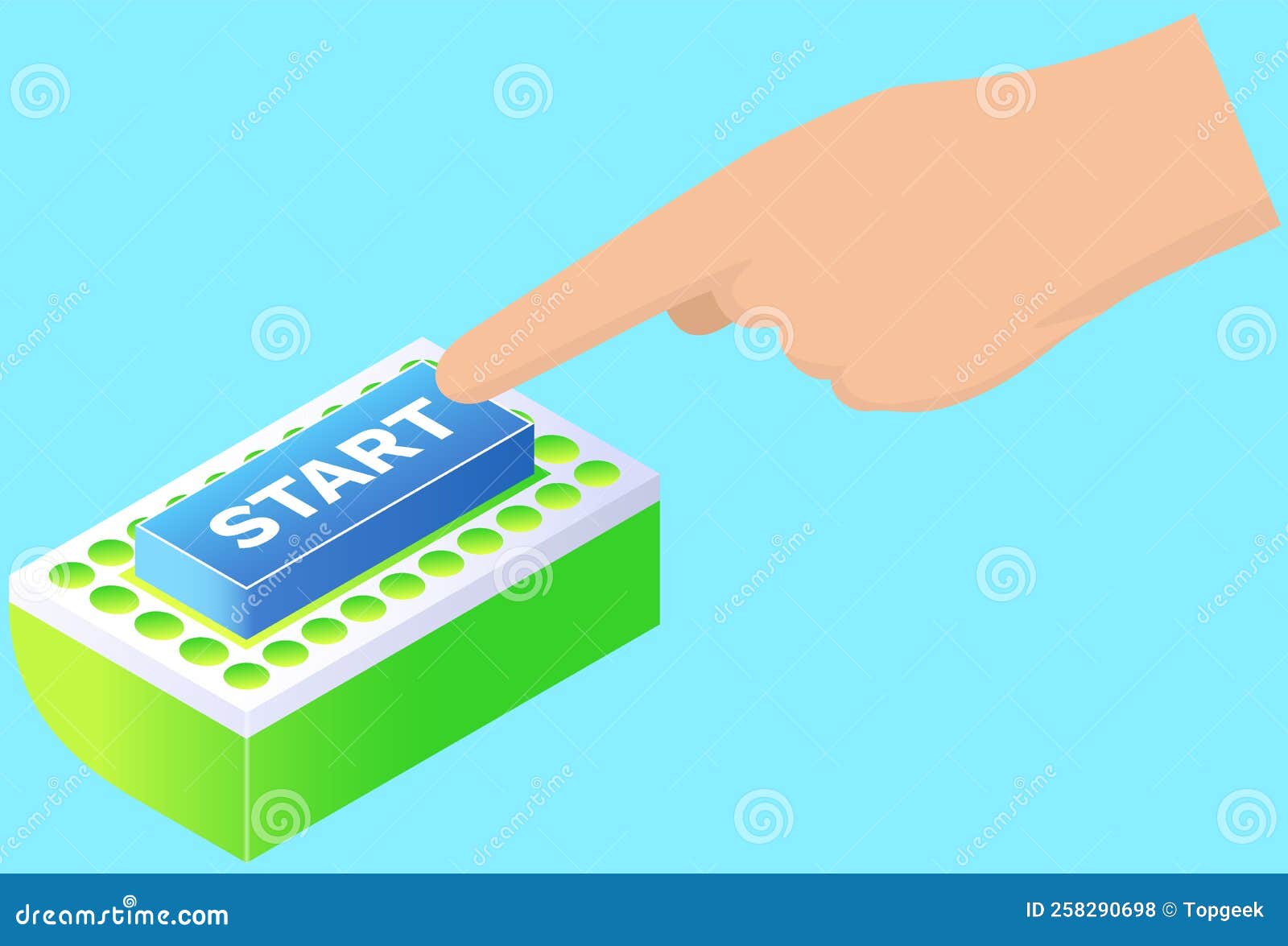 Human Hand Pressing Start Button, Just Get Started Concept. To Turn on ...